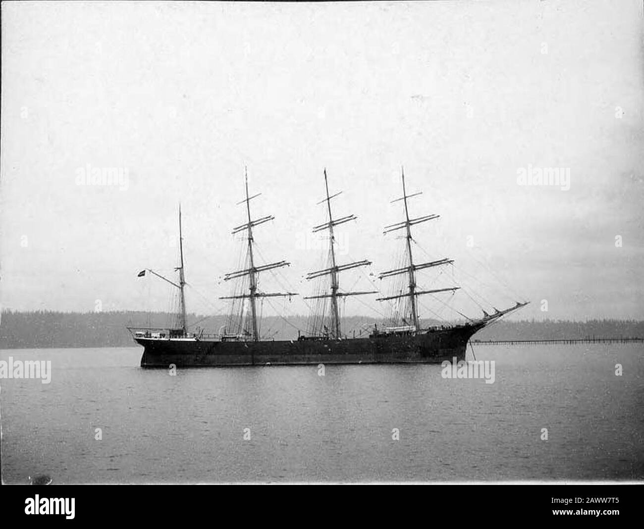 Four masted-bark AUSTRASIA at anchor Washington ca 1900 (HESTER 428 ...