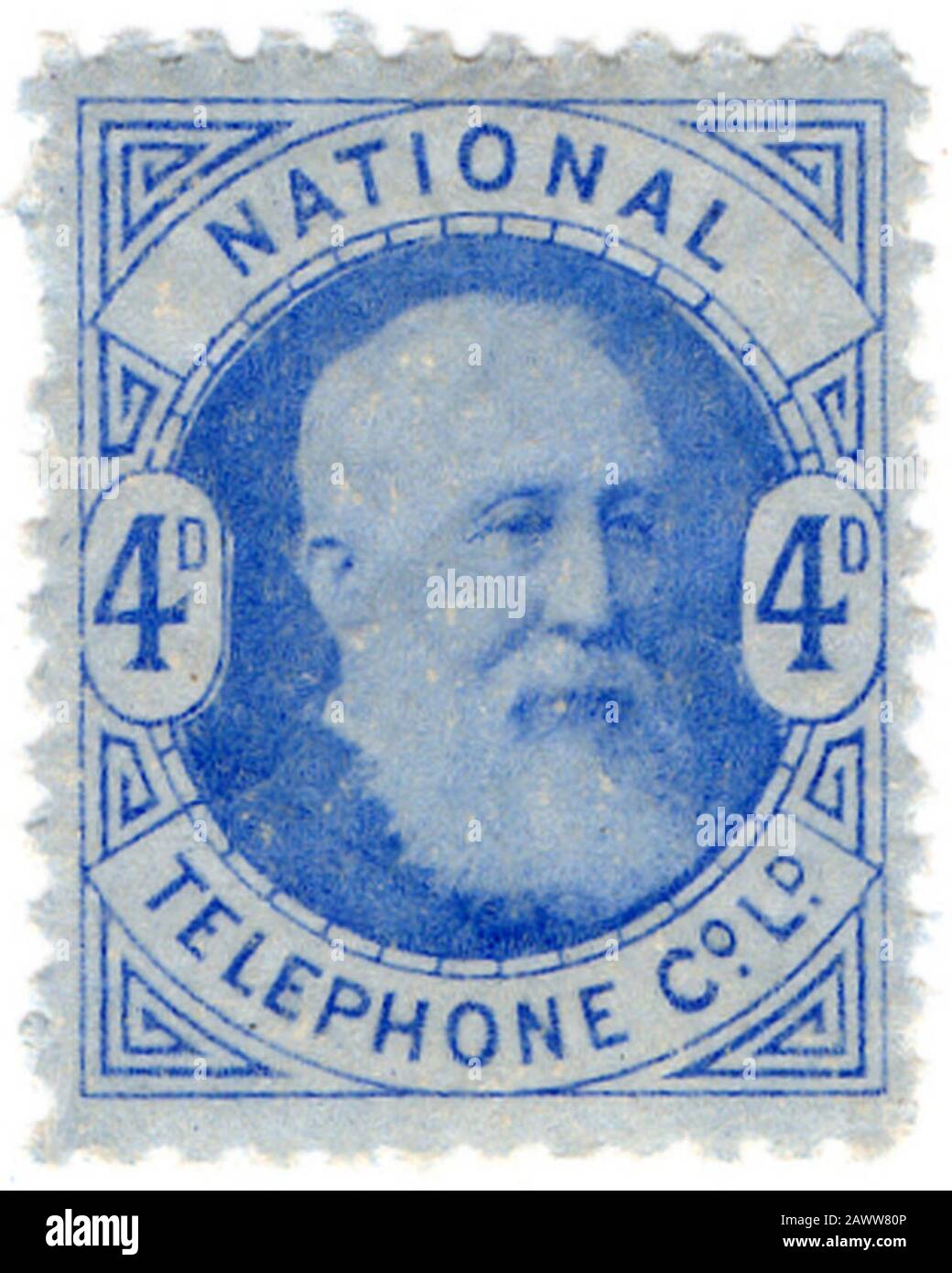 Four pence National telephone company stamp 1884 Stock Photo - Alamy