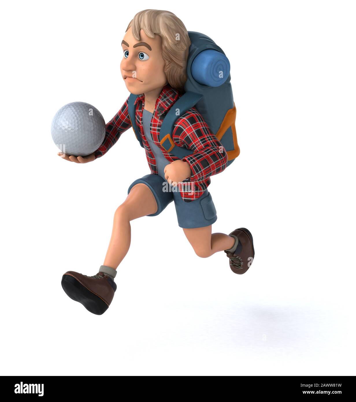 Fun backpacker cartoon guy Stock Photo - Alamy