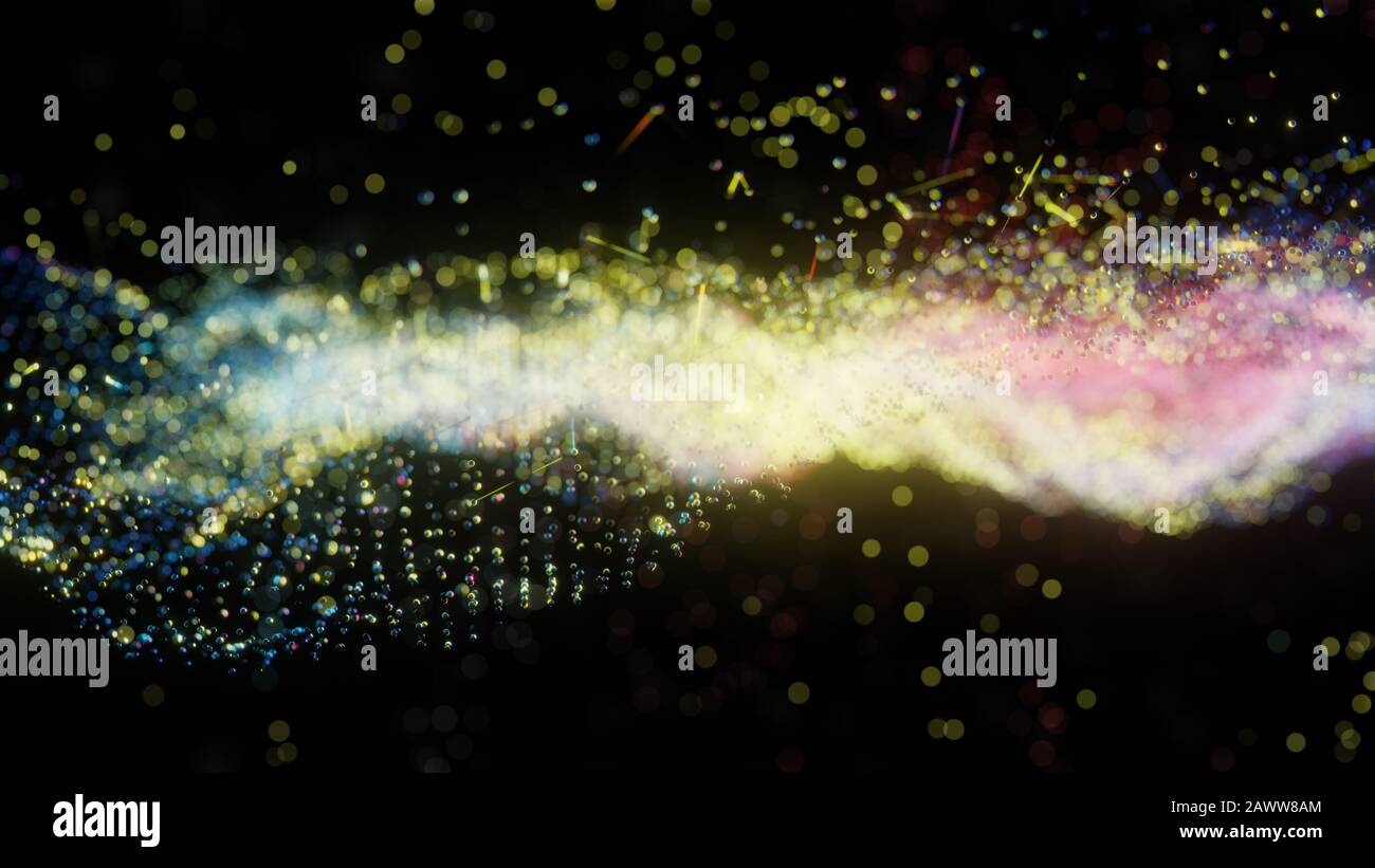 Plexus of abstract glow dots on a black background. Loop animations. 3D illustration Stock Photo ...