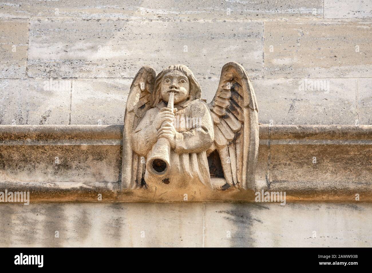 Medieval carved stone angel gargoyle. Oxford, Oxfordshire, England ...