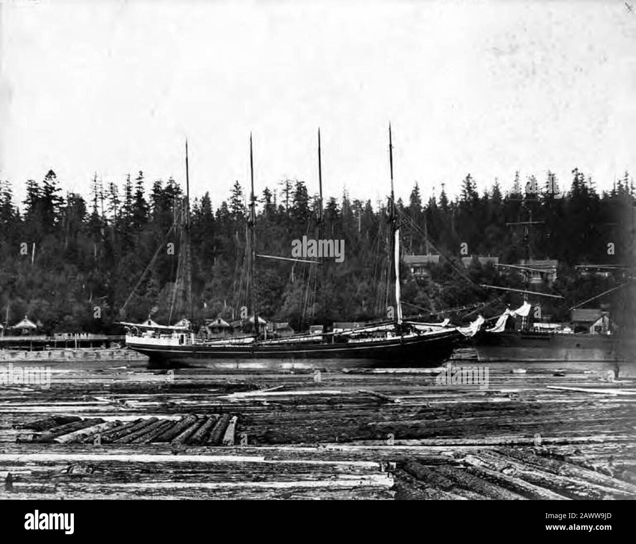 Schooner four masted Black and White Stock Photos & Images - Alamy