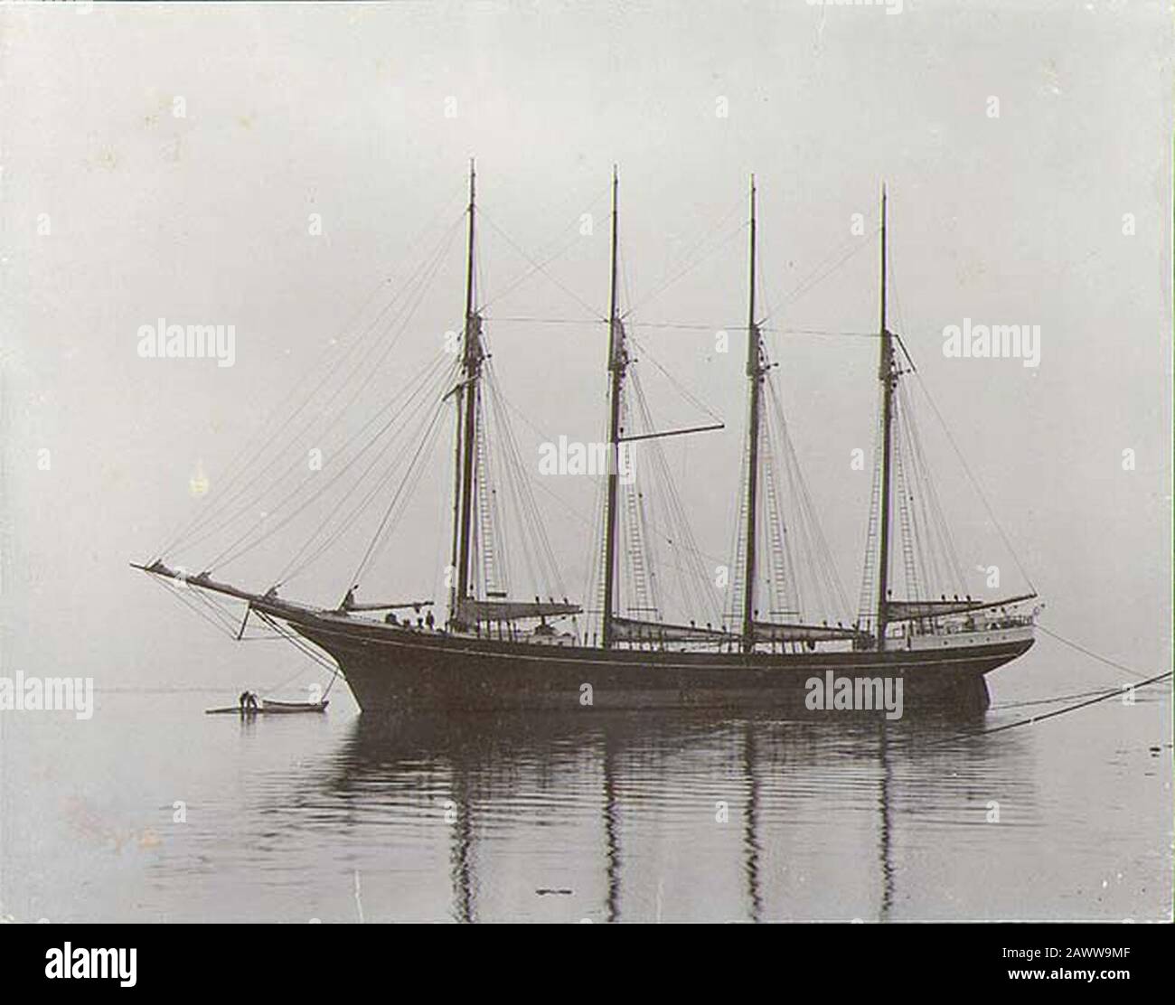 Four-masted schooner PHILIPPINE at anchor Puget Sound Washington ca ...