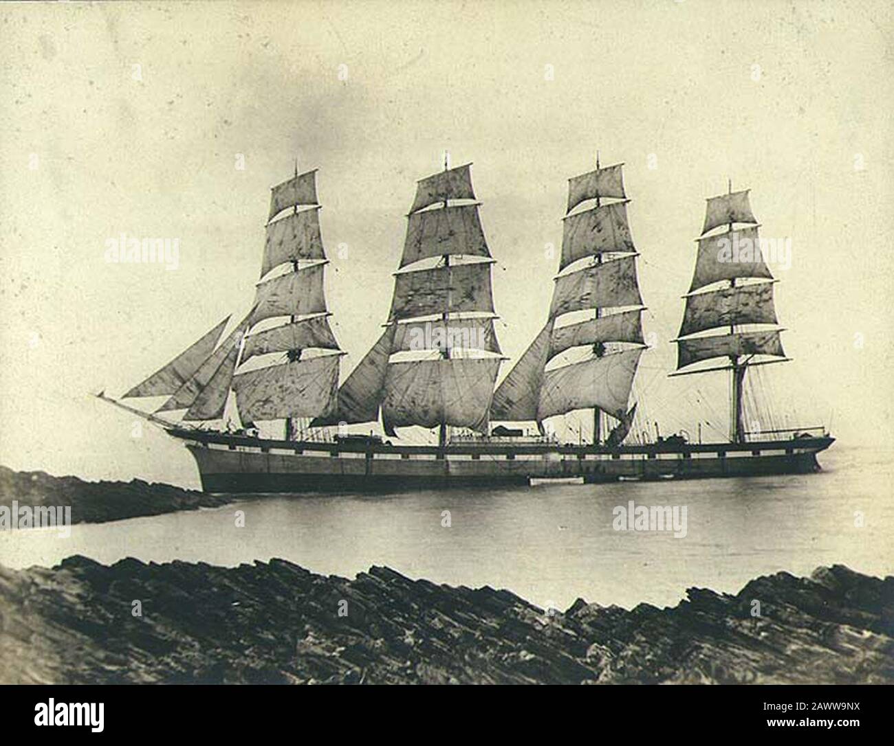 Four-masted sailing ship LIVERPOOL under sail Washington ca 1904 ...