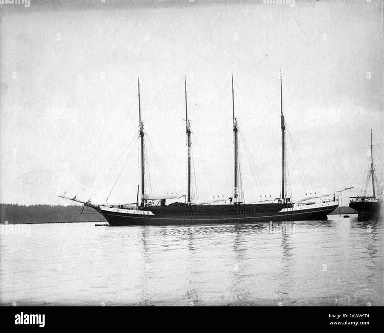 Four-masted schooner WILLIAM NOTTINGHAM at anchor, Washington, ca 1900 ...