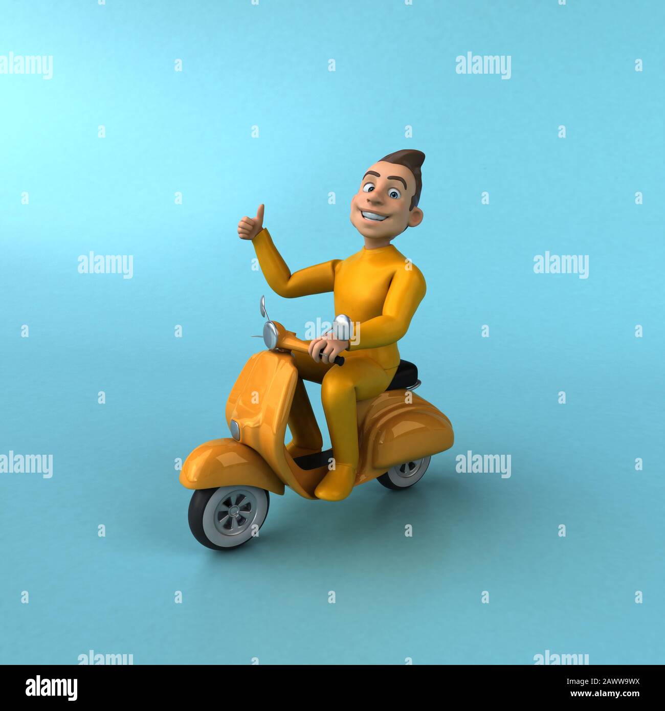 Fun 3D cartoon yellow character Stock Photo - Alamy