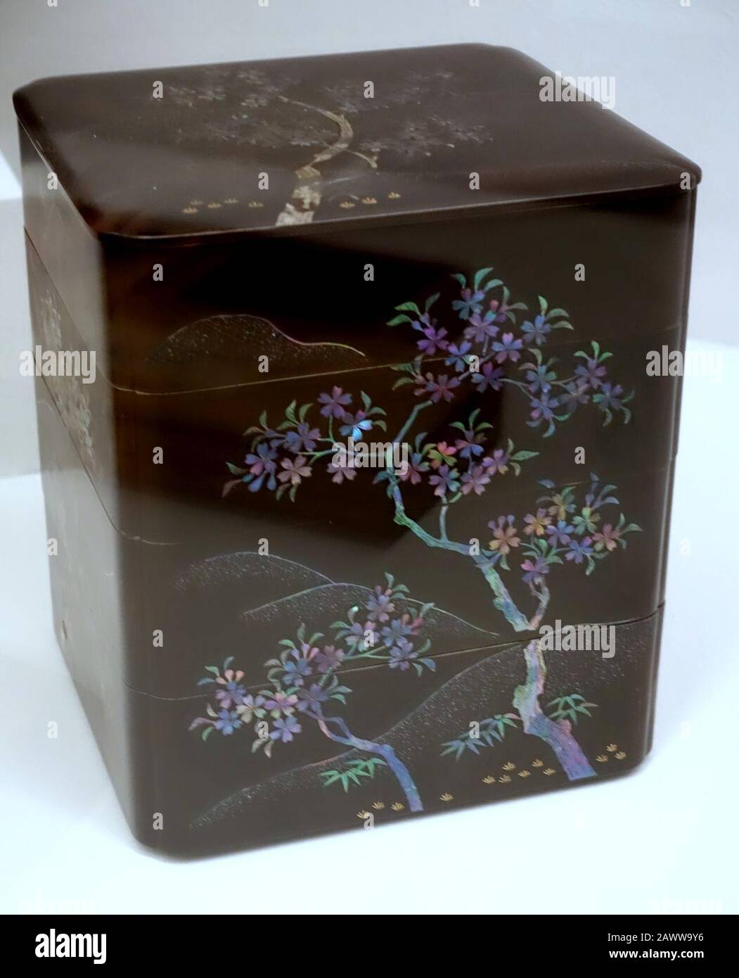 Four-part stacking box for food, Japan, Meiji period, 1868-1912, wood ...