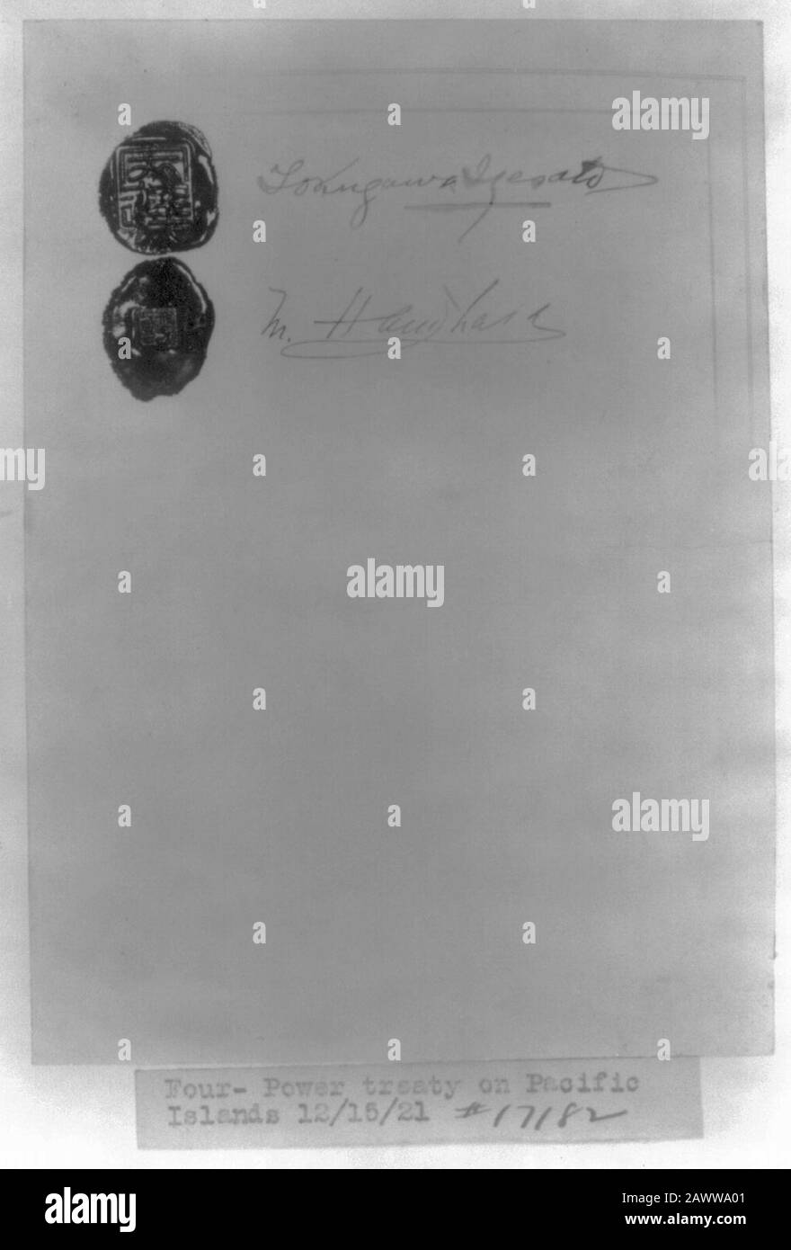 Four-power treaty on Pacific Islands showing signatures of principal ...