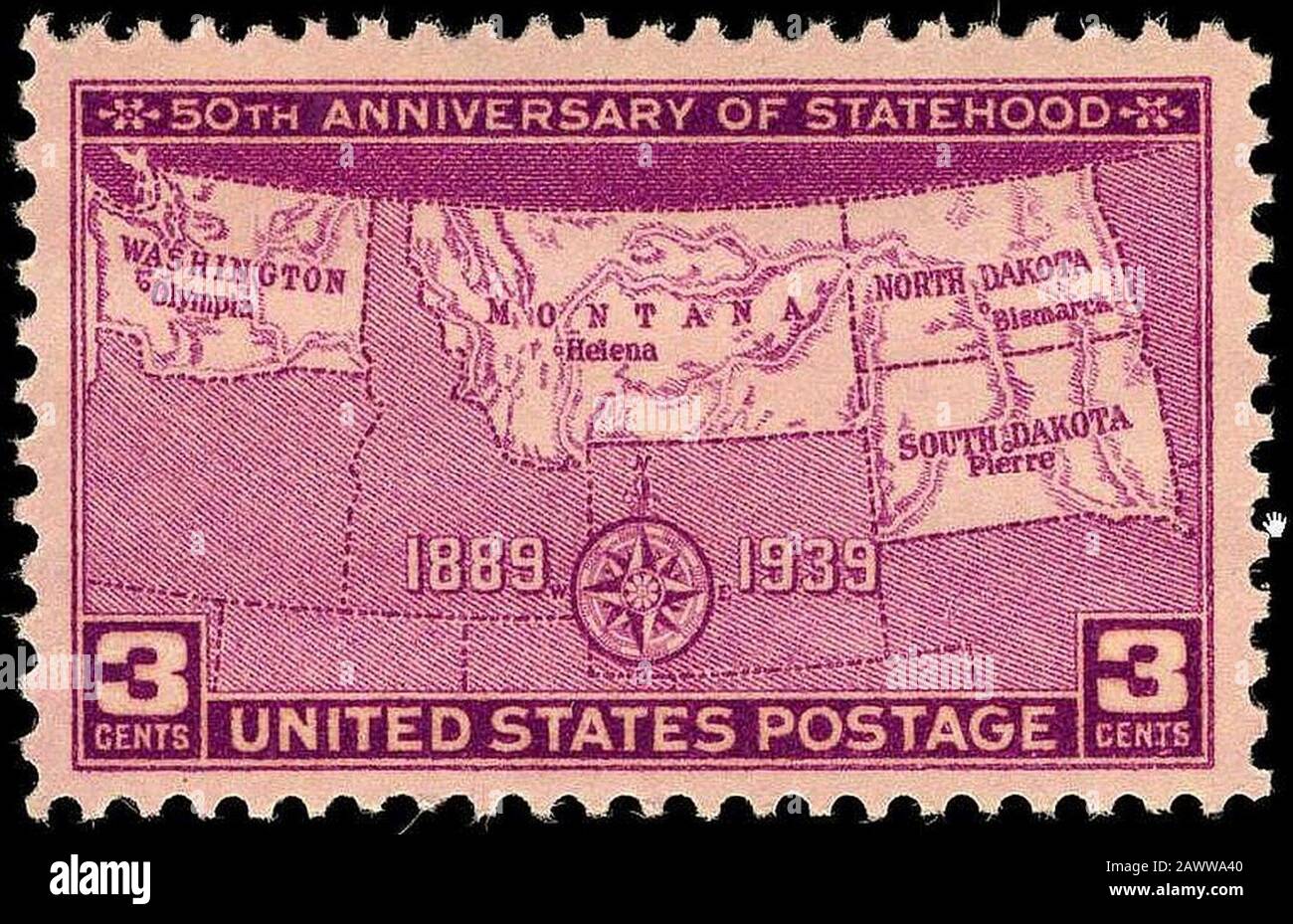 Four-state 50th anniversary 1939 U.S. stamp.1 Stock Photo - Alamy