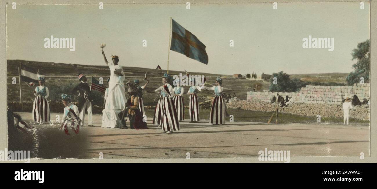 Fourth of July pageant at the American Colony, Jerusalem, showing women ...