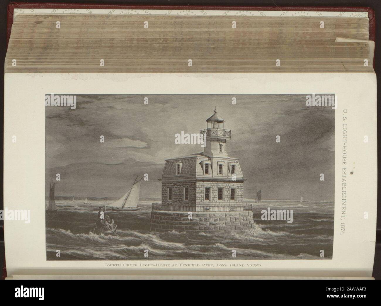 Fourth order light-house at Penfield Reef, Long Island Sound Stock ...