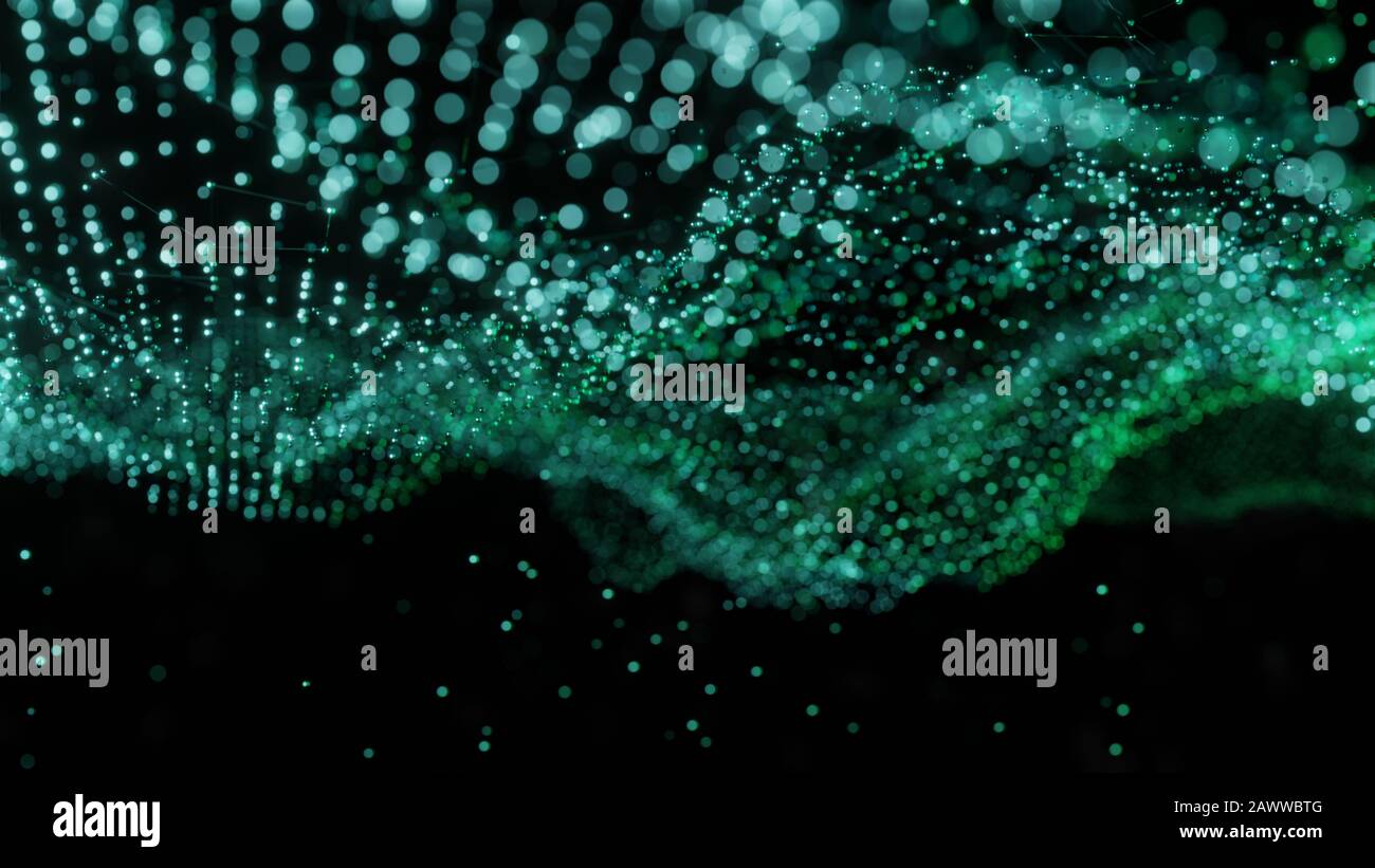 Plexus of abstract glow dots on a black background. Loop animations. 3D ...