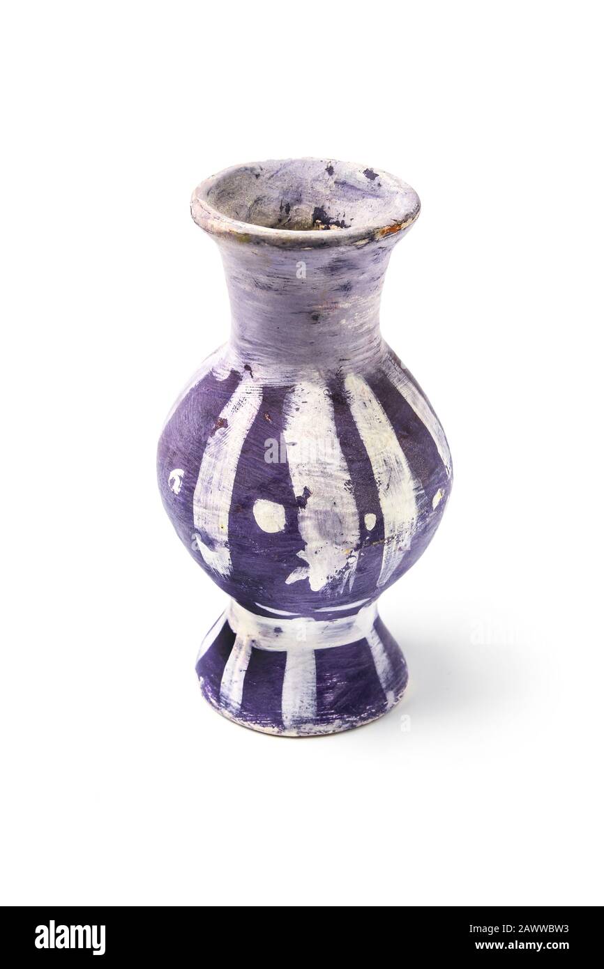 Multi-colored clay vase isolated on white Stock Photo - Alamy