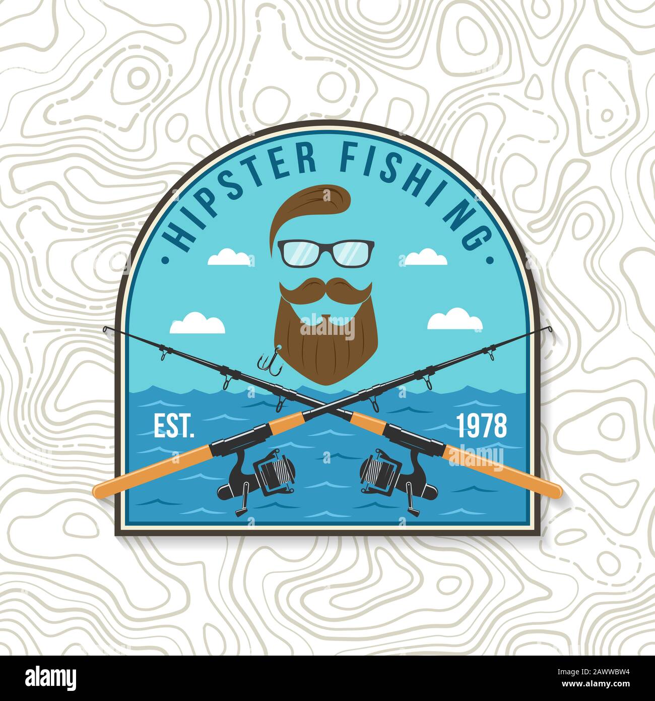 Hipster fishing club patch. Vector illustration. Concept for shirt or ...