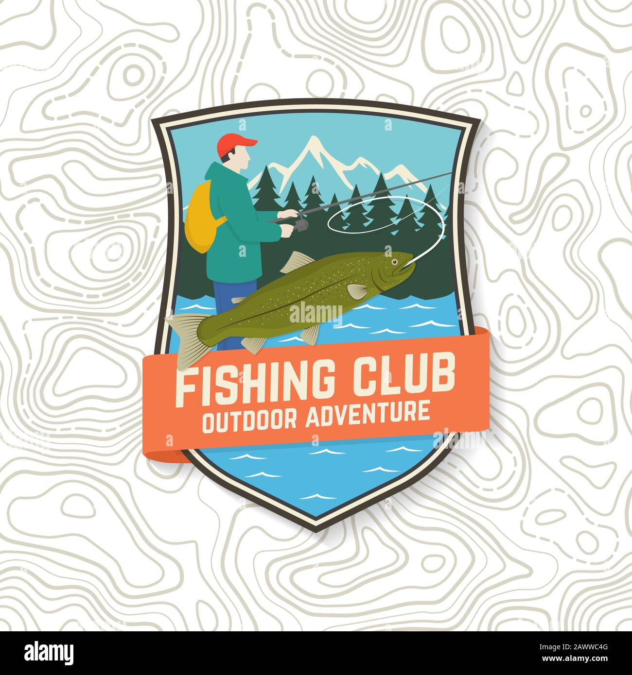 Fishing club patch. Vector illustration. Concept for shirt or logo ...
