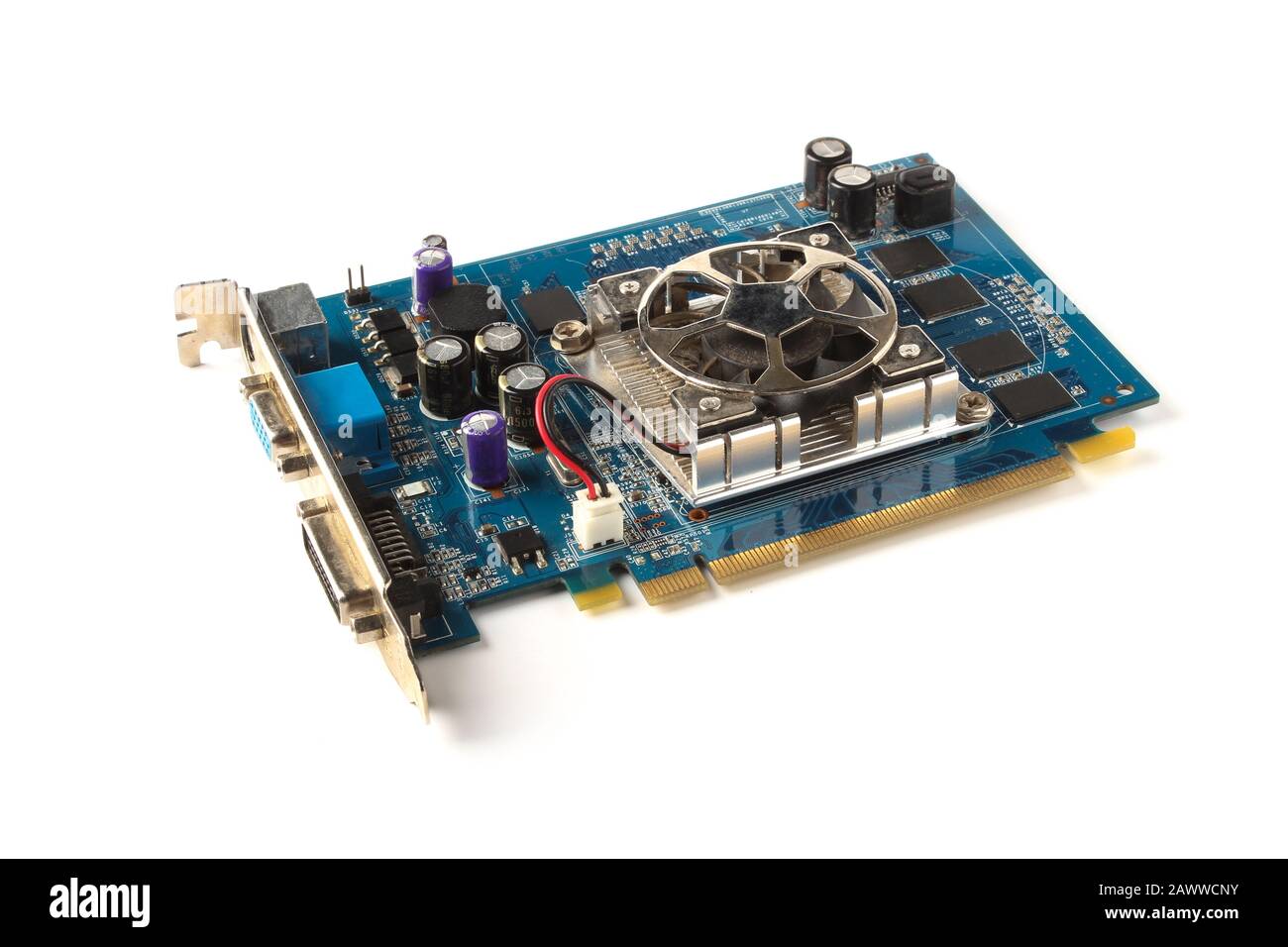 Old video card from a computer isolated on white Stock Photo - Alamy