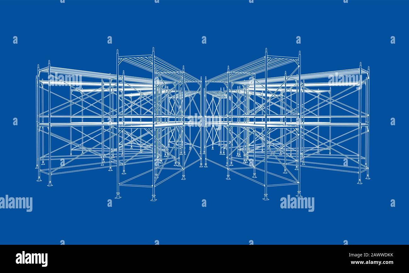 Drawing or sketch of a large shelves. Vector obtained from 3D rendering ...
