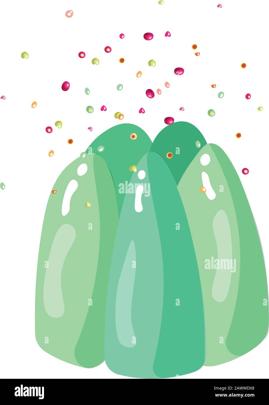 Cute cartoon jelly illustration with sprinkles. Green mint jelly icon ...