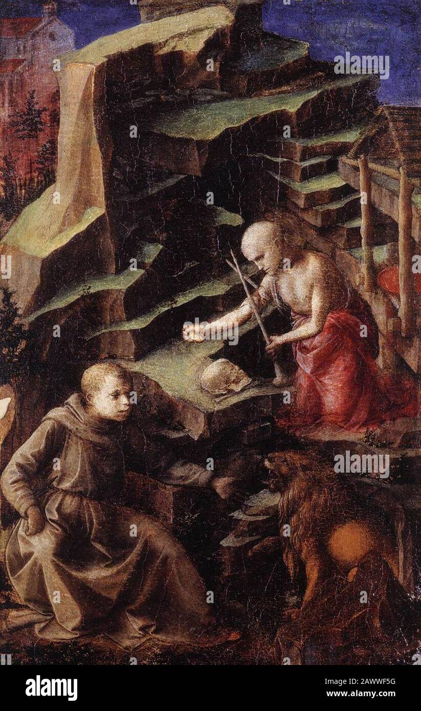Fra Filippo Lippi - The Penitent St Jerome with a Young Monk Stock Photo - Alamy