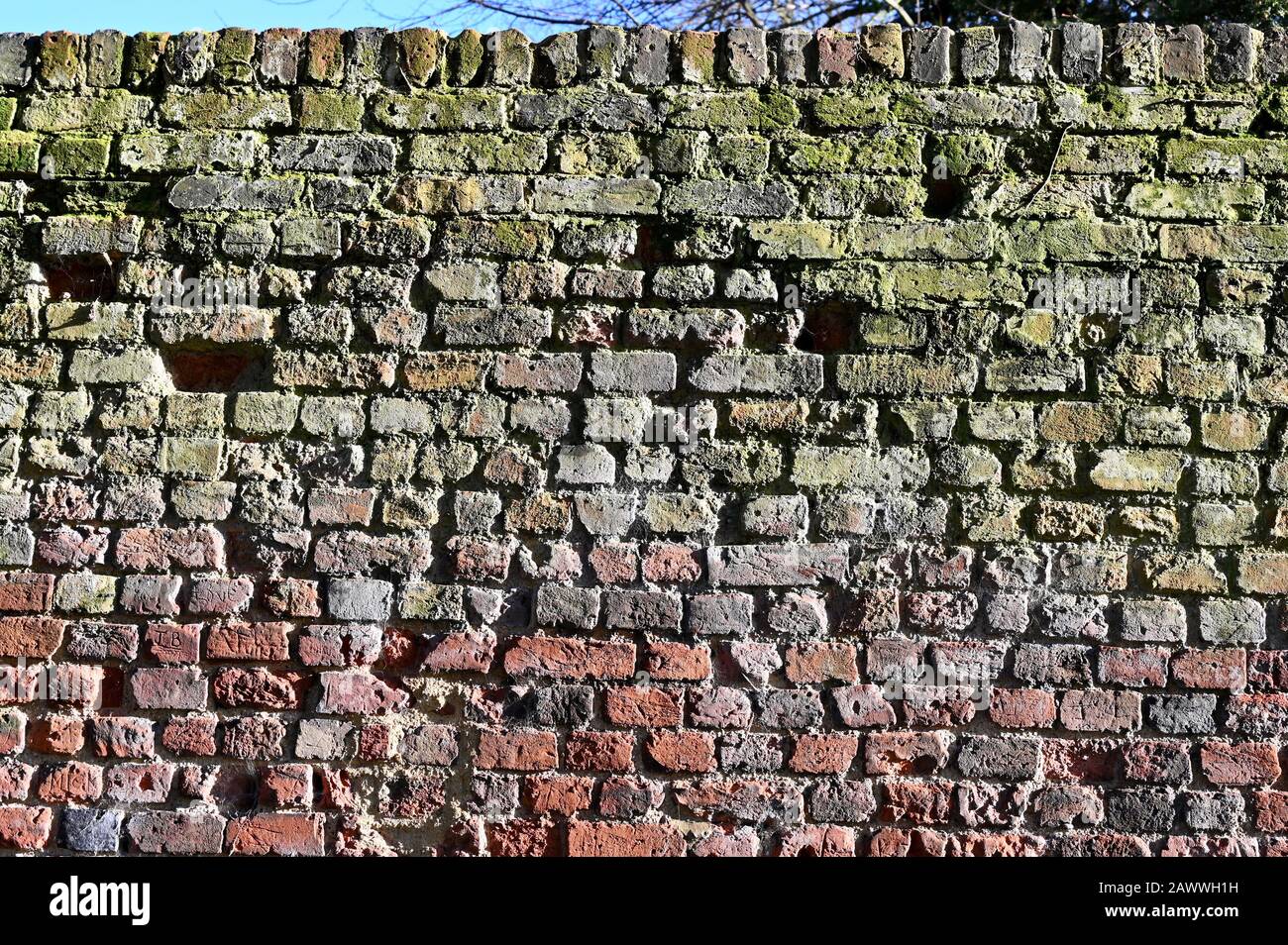 Old brick wall. The Parish Church of St James, North Cray, Kent. UK ...