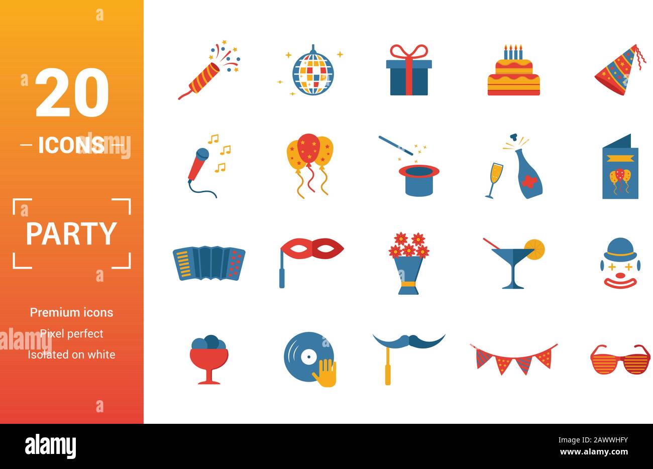 Party Icon icon set. Include creative elements flapper with confetti ...