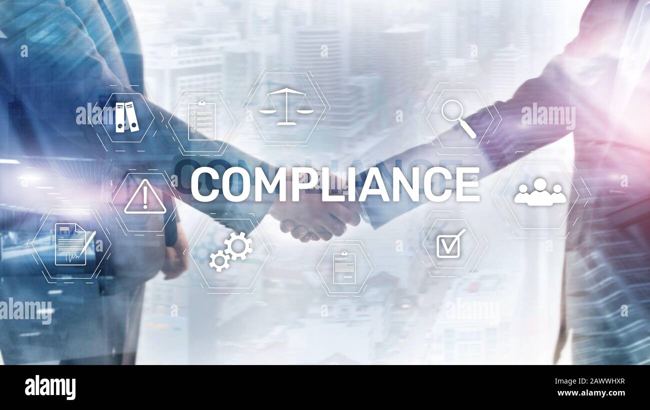 Compliance diagram with icons. Business concept on abstract background ...
