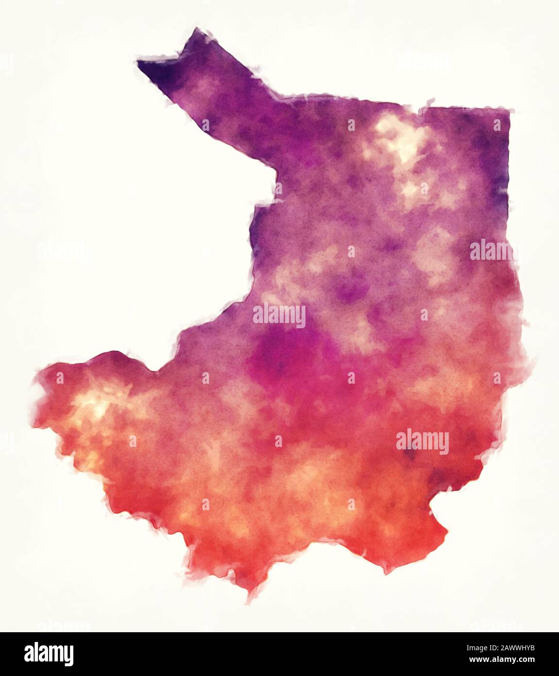 Central Equatoria former state watercolor map of South Sudan Stock ...