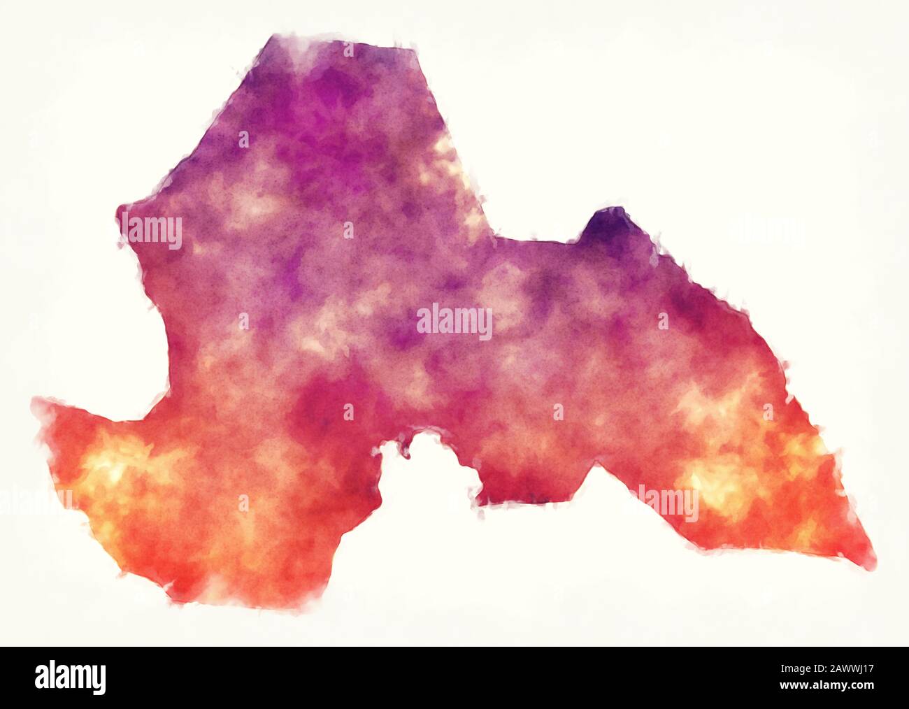 Lakes former state watercolor map of South Sudan Stock Photo - Alamy