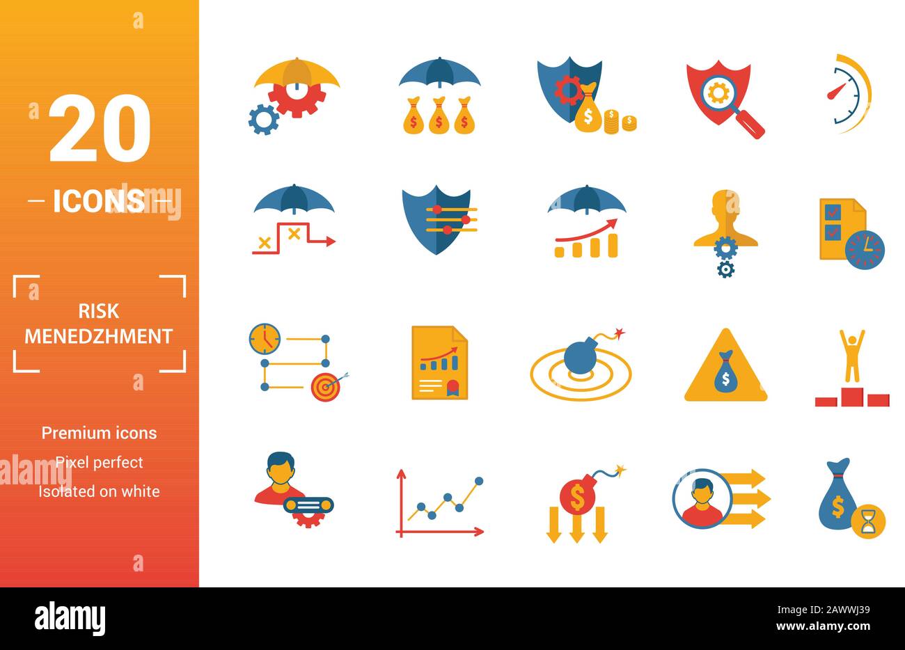 Risk Management Icon Set Include Creative Elements Risk Management