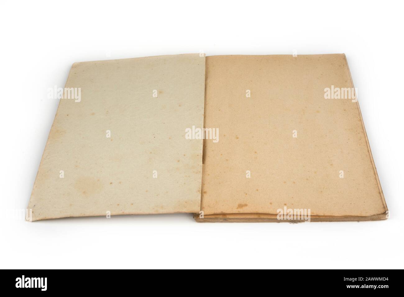 Old open grunge notebook with blank pages on a white Stock Photo - Alamy