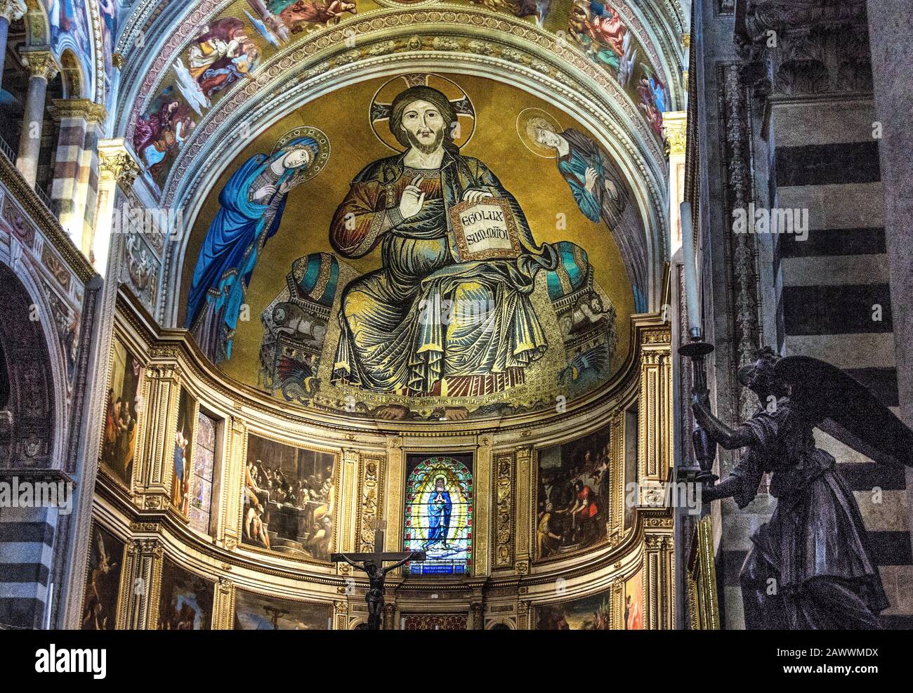 Italy. Pisa. Tuscany.(Toscana).The Cathedral (the Duomo).The decorated ...