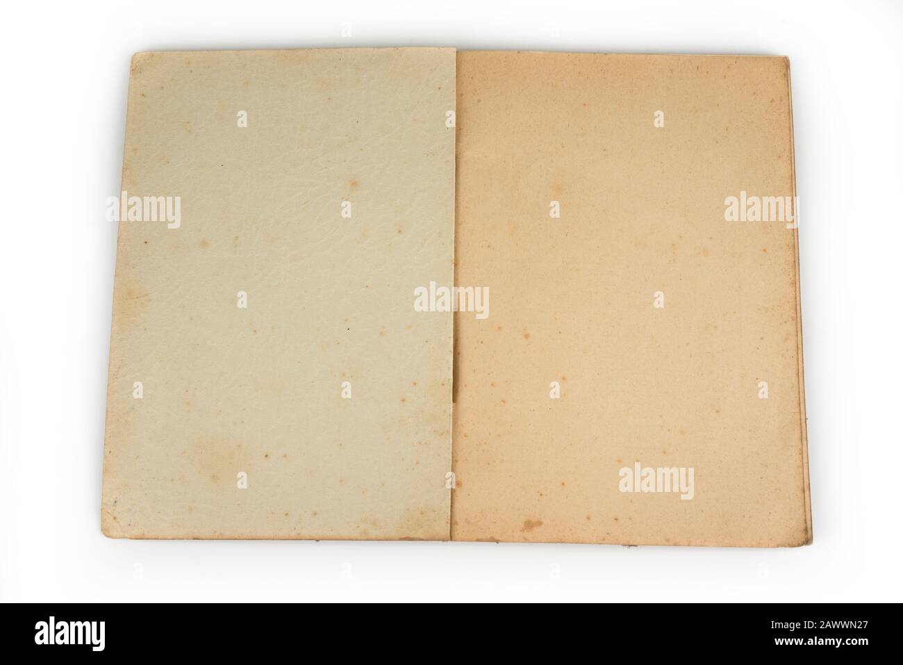 Old open grunge notebook with blank pages on a white Stock Photo - Alamy