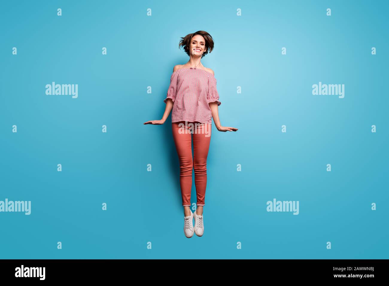 Full length body size view of her she nice attractive lovely cheerful ...