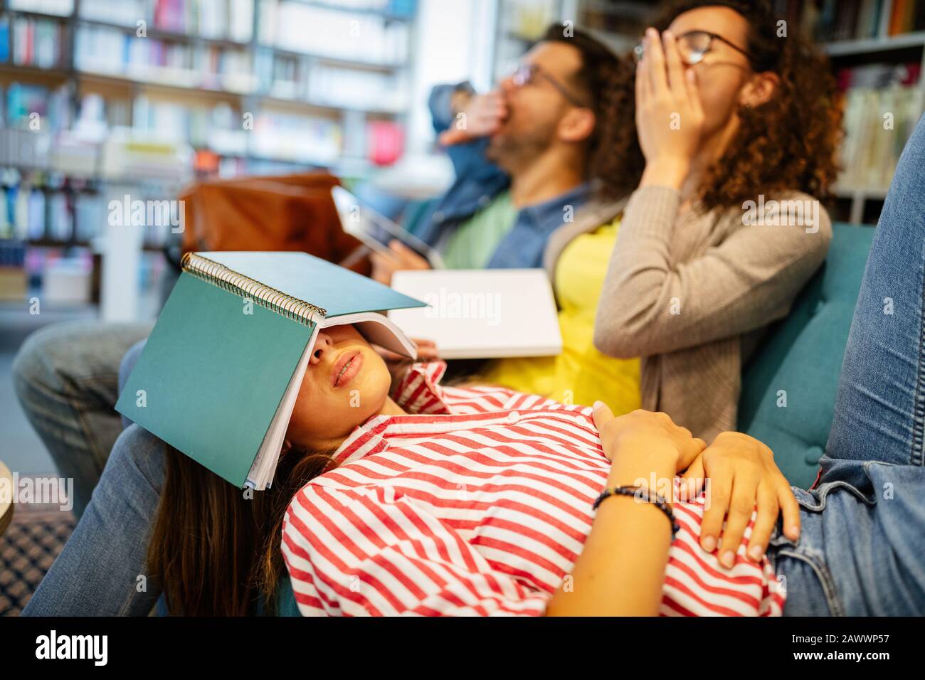 Frustrated Tired College Student Studying High Resolution Stock ...