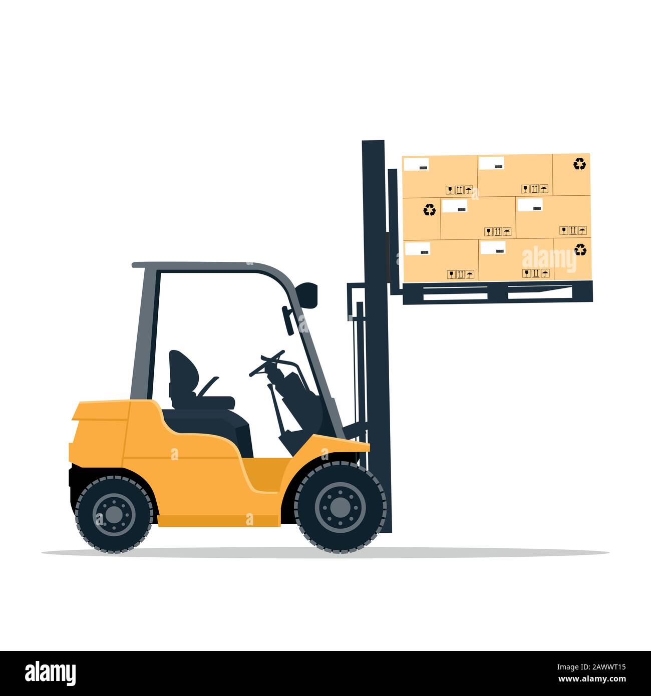 Forklift lifting boxes hi-res stock photography and images - Alamy