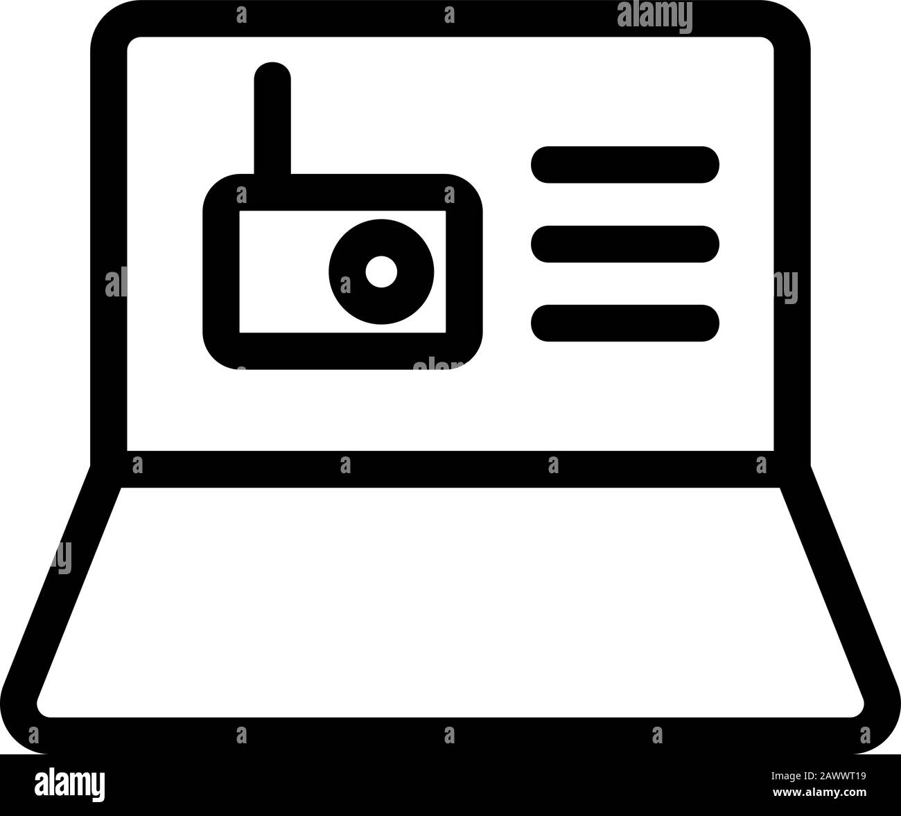 laptop radio icon vector. Isolated contour symbol illustration Stock ...