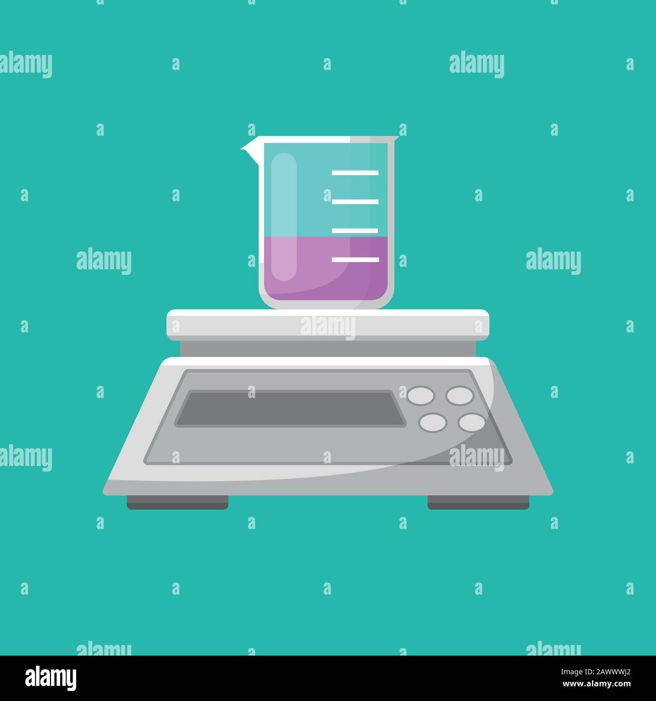 Laboratory equipment, balance and beaker vector Stock Vector Image ...