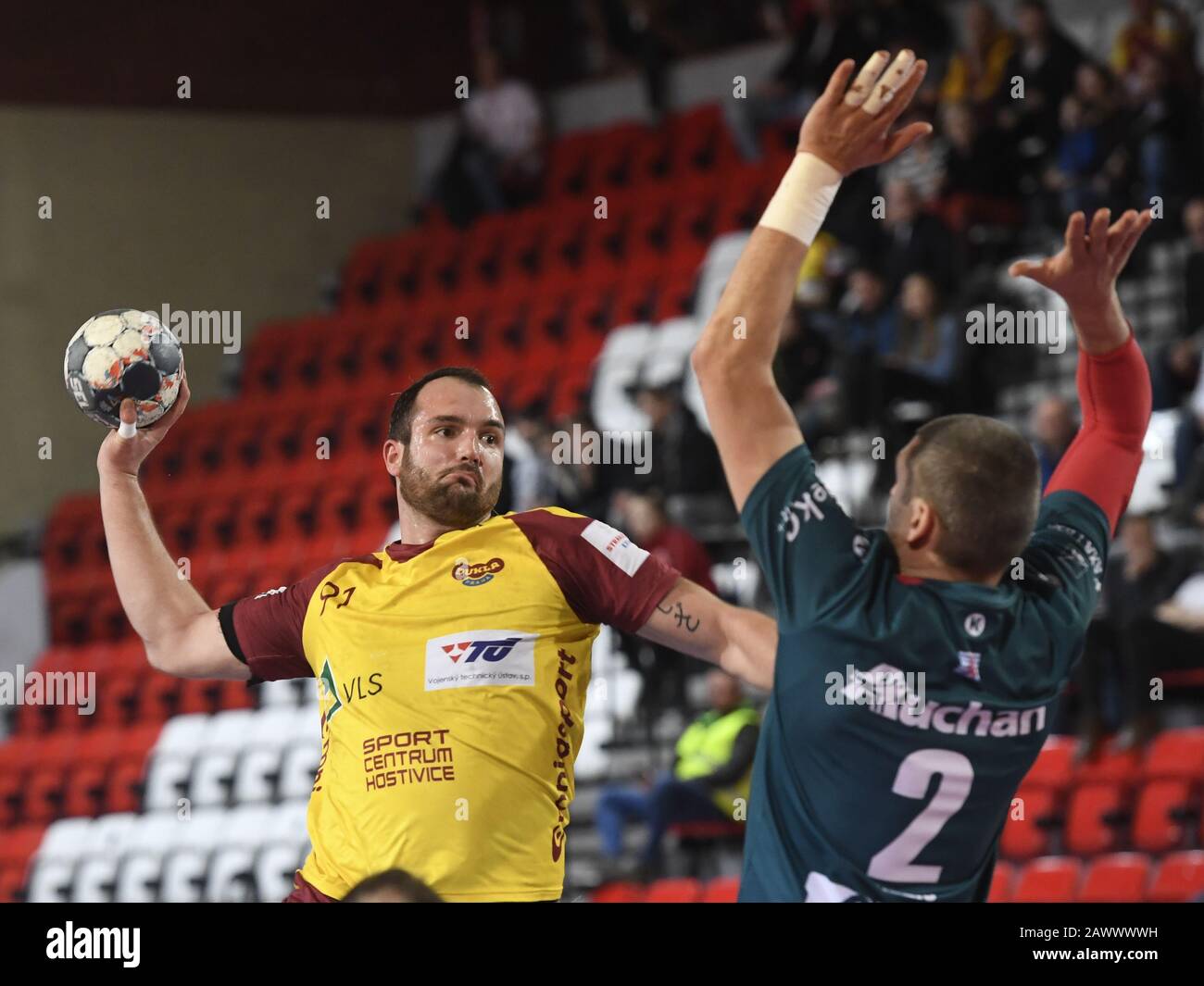 Prague, Czech Republic. 09th Feb, 2020. L-R David Sustek (Dukla) and ...