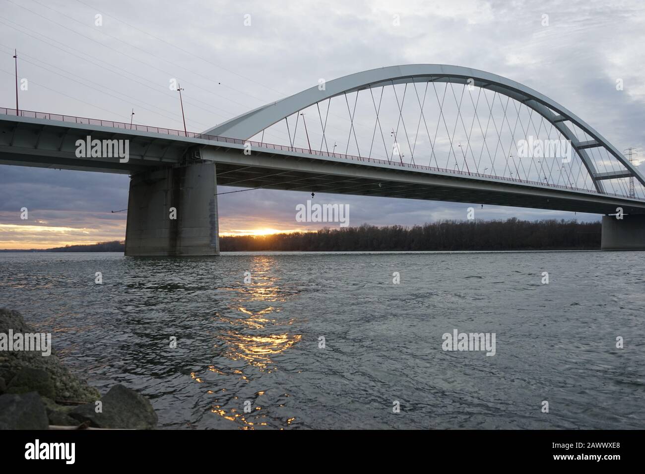The Pentele Bridge or M8 Danube Bridge Hungary Europe Stock Photo - Alamy