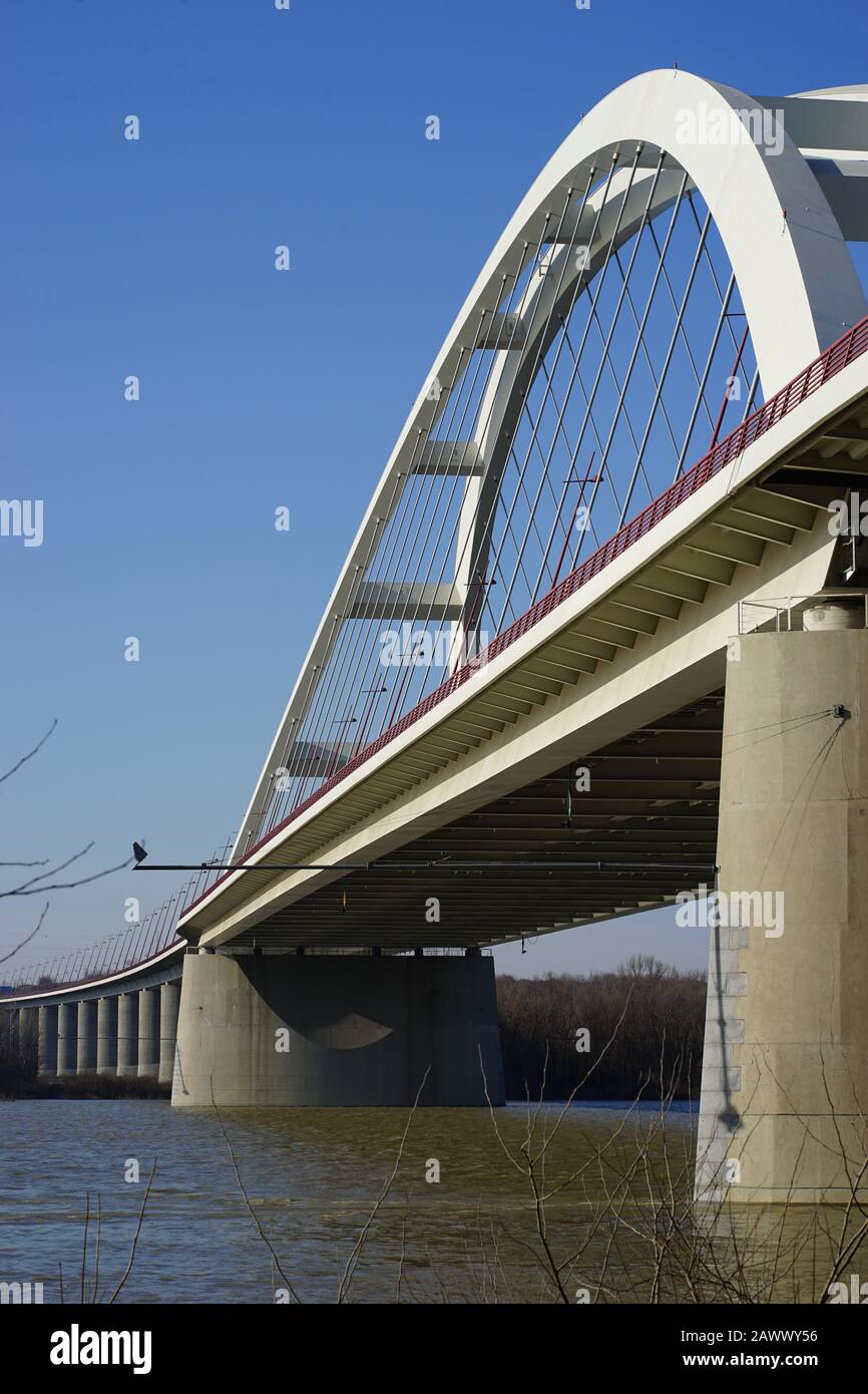 The Pentele Bridge or M8 Danube Bridge Hungary Europe Stock Photo - Alamy