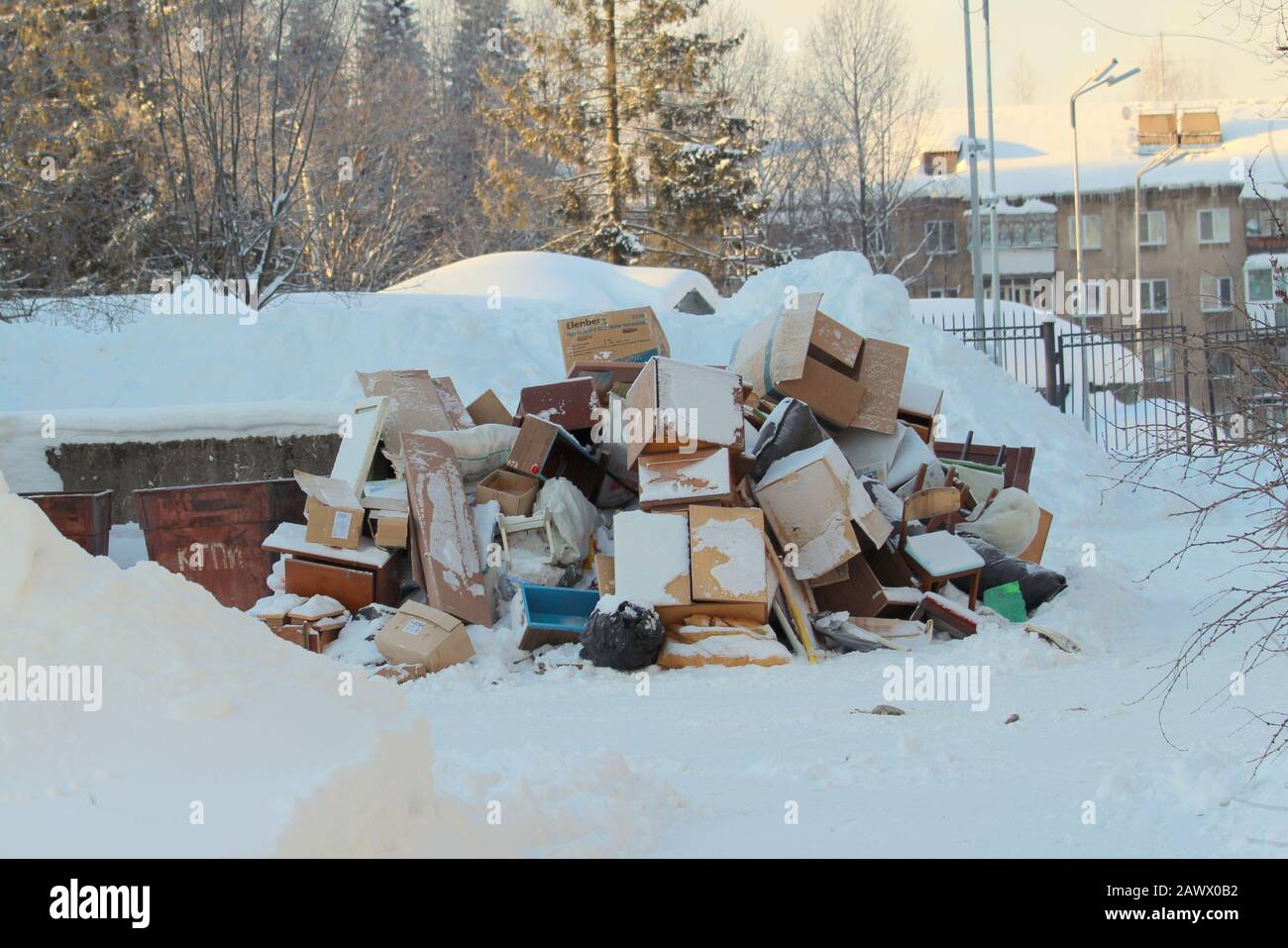 Landfill with garbage on background of city landscape. Concept of ...