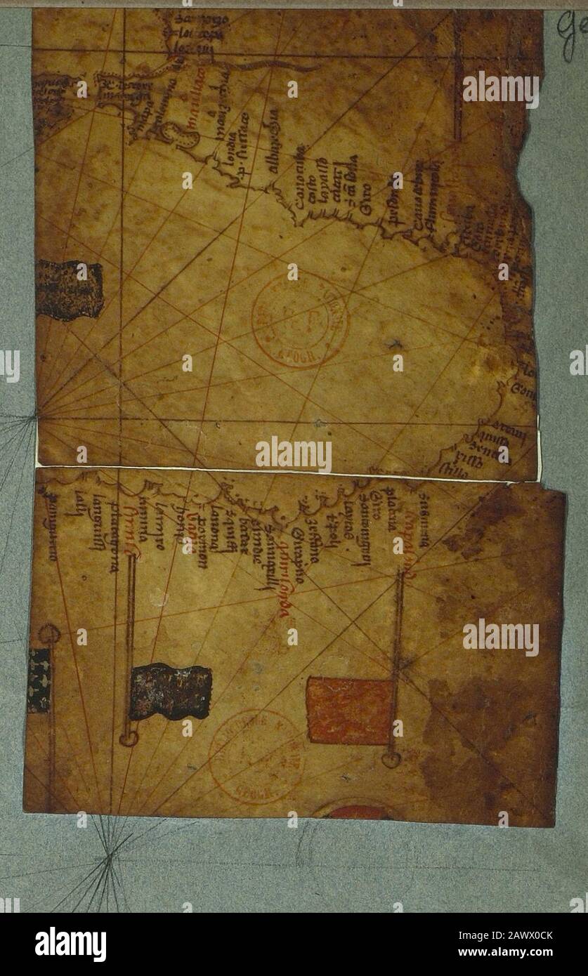 Fragment of anonymous chart (Vallseca, c.1447 Stock Photo - Alamy