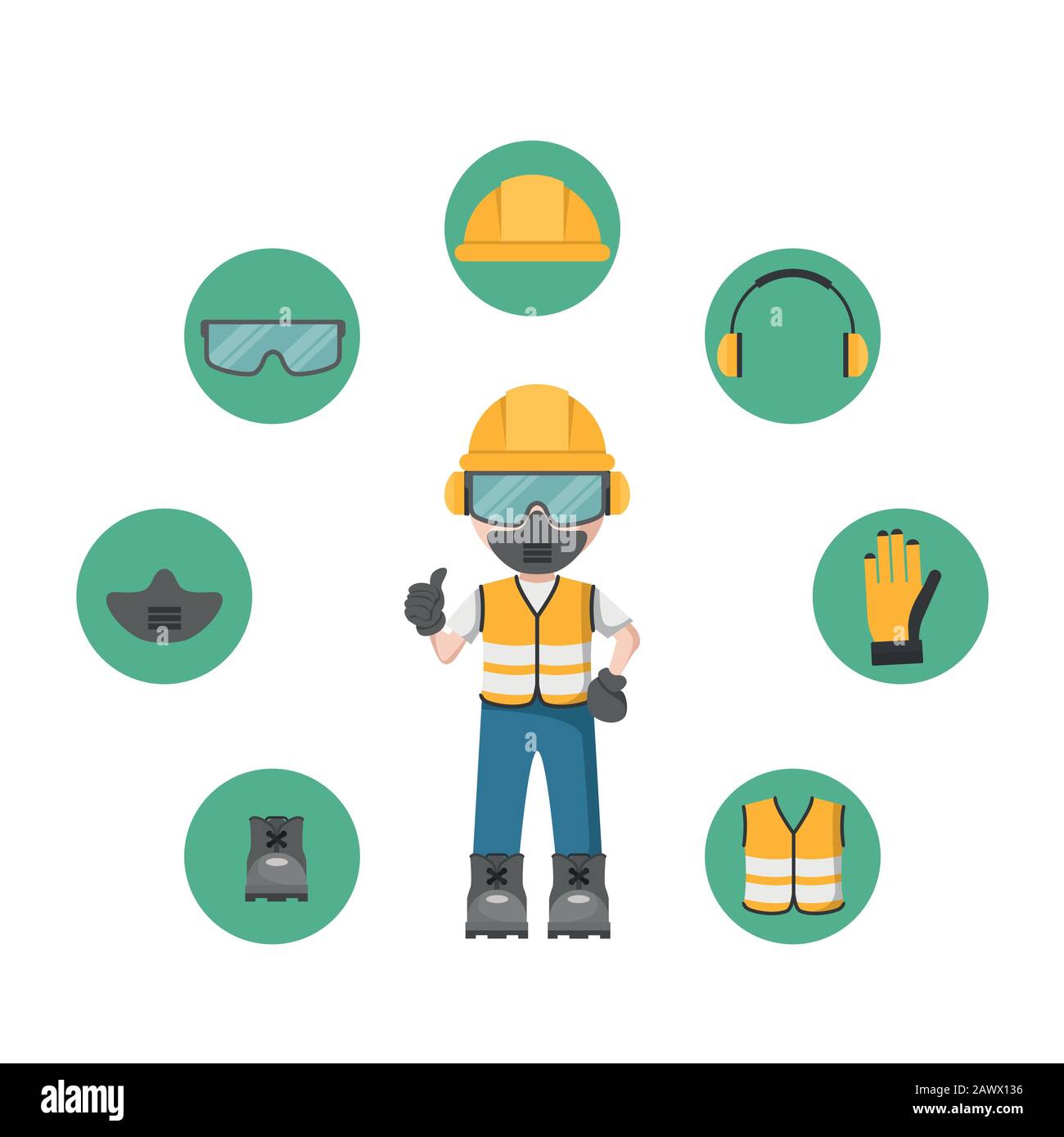 Person design with your personal protection equipment and industrial ...