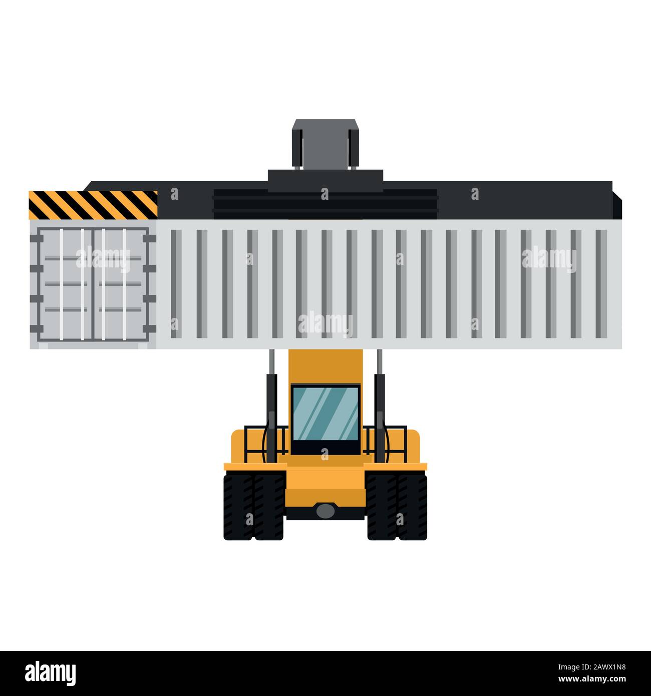 Container cargo forklifts. Industrial forklift vector design from front ...