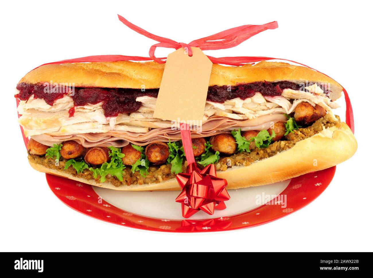 Festive Christmas sandwich baton isolated on a white background Stock ...