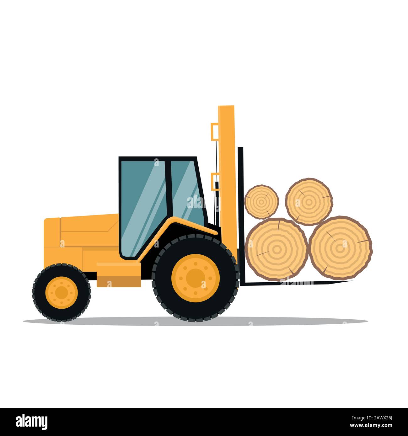 Vector design of all terrain forklift loading tree trunks Stock Vector ...