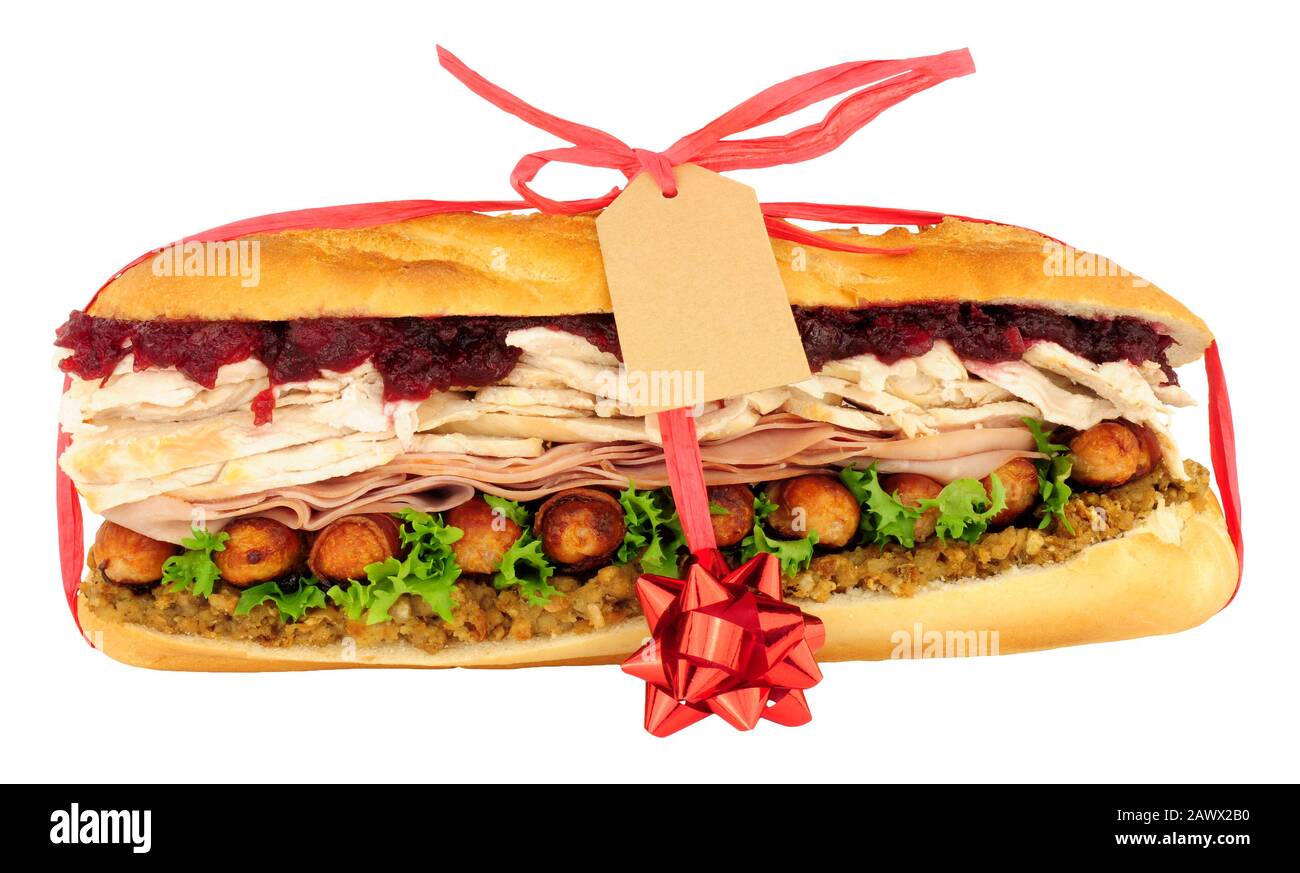 Festive Christmas sandwich baton isolated on a white background Stock ...