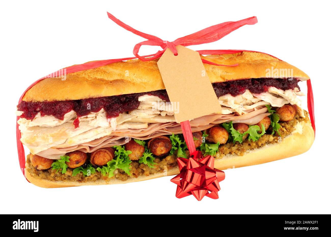 Festive Christmas sandwich baton isolated on a white background Stock ...
