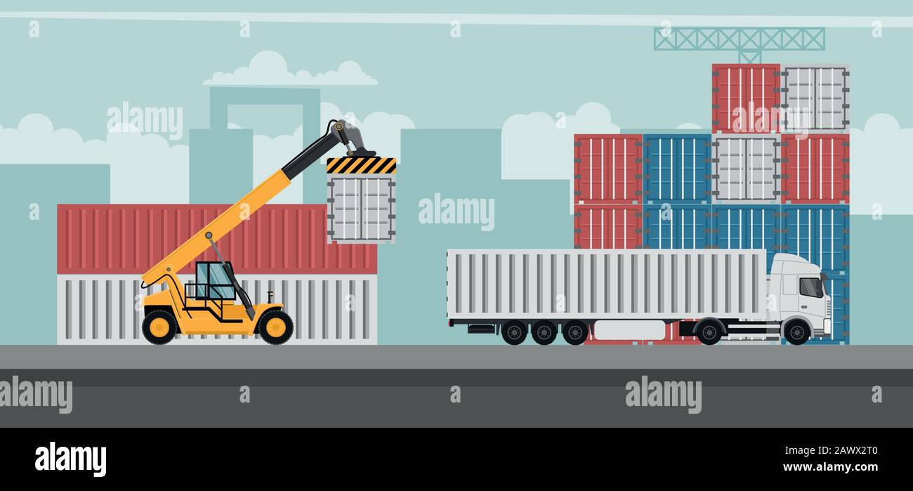 Container terminal Stock Vector Images - Alamy