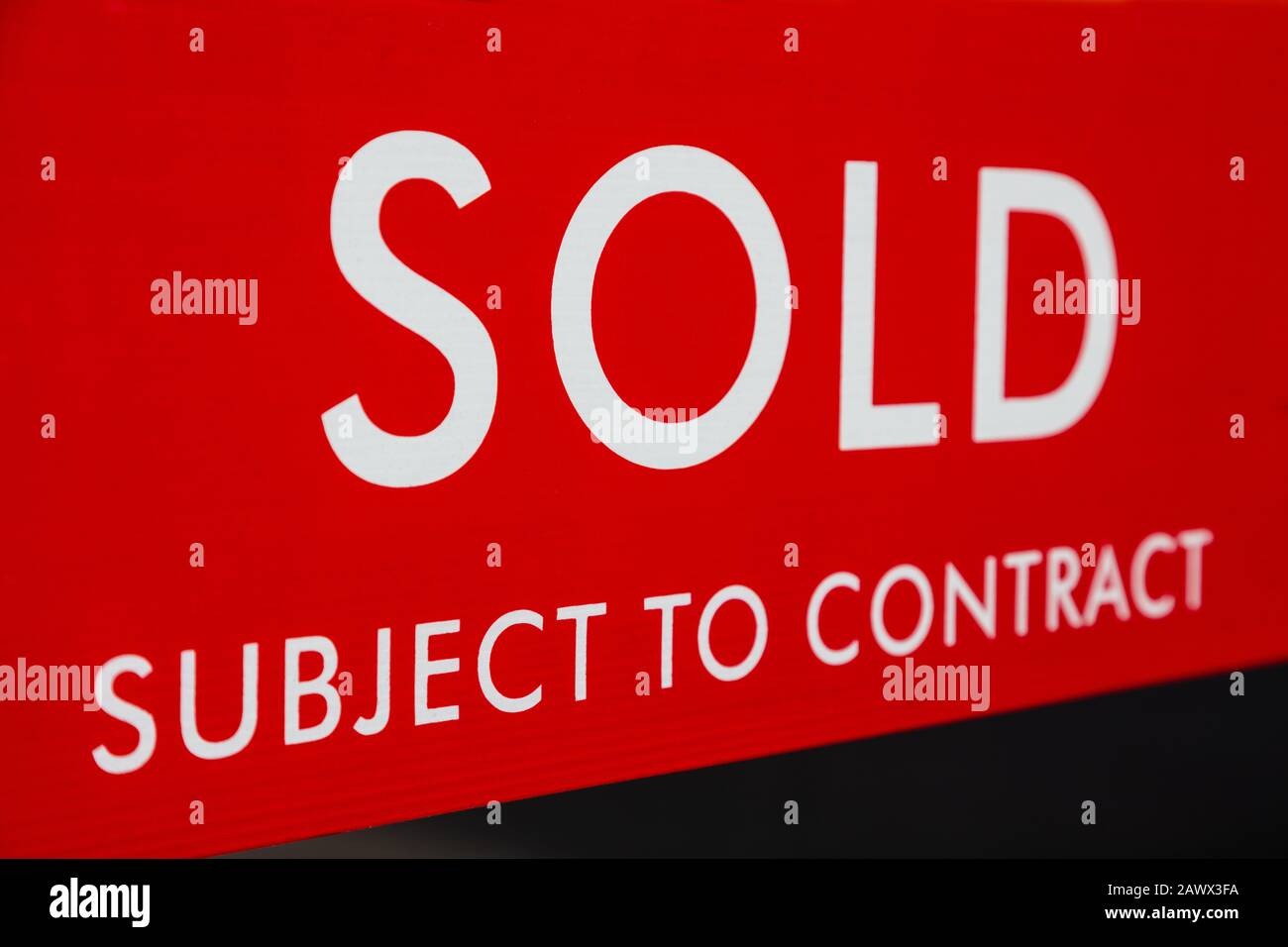 Close up Sold Subject to Contract Real Estate Agent Sign or Board Stock ...